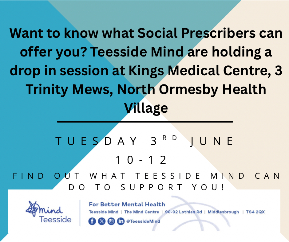 Teesside Mind Drop In Session – North Ormesby 3rd June – Coulby Medical ...
